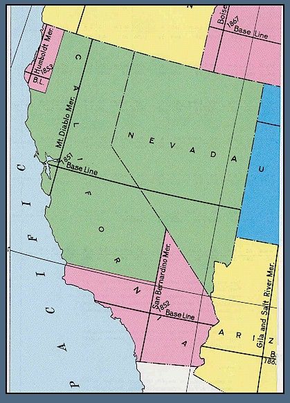 Map of Principal Meridians and Base Lines Governing The United States ...